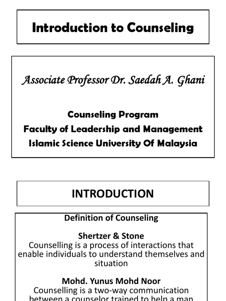 Introduction To Counseling | PDF | Drug Rehabilitation | Psychotherapy