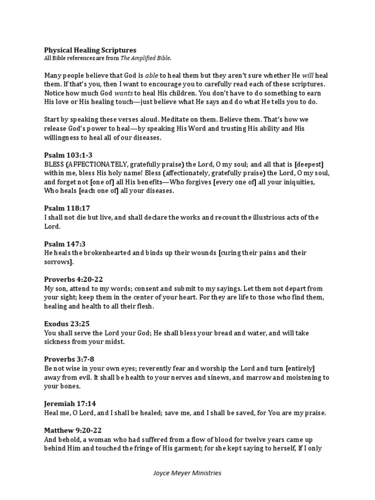 Healing Scriptures for Physical Wellness | PDF