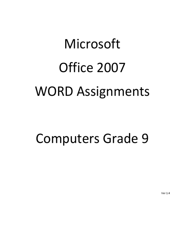 Microsoft Office 2007 Word Assignments Computers Grade 9 | PDF | Latin ...