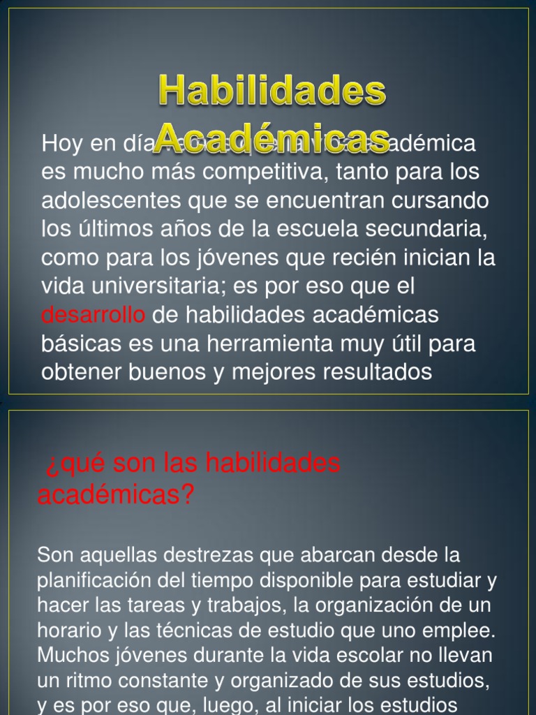 Habilidades Academicas | PDF | Estrés (biología) | Aprendizaje