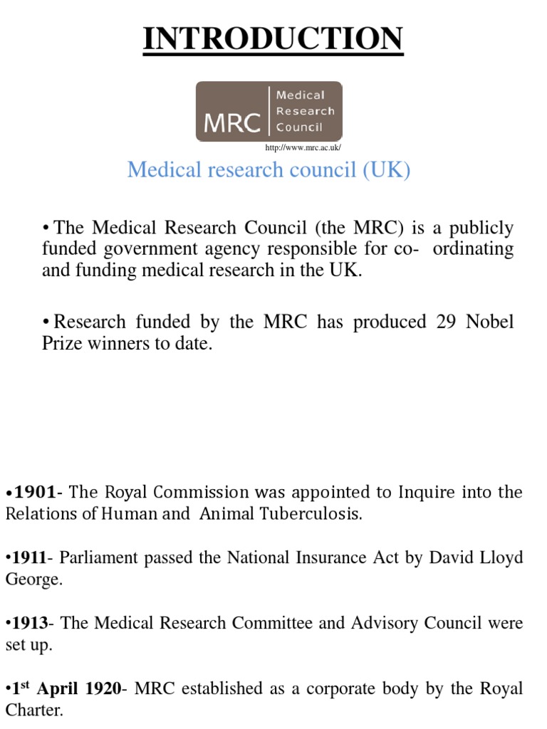 Overview of the Medical Research Council | PDF | Travel