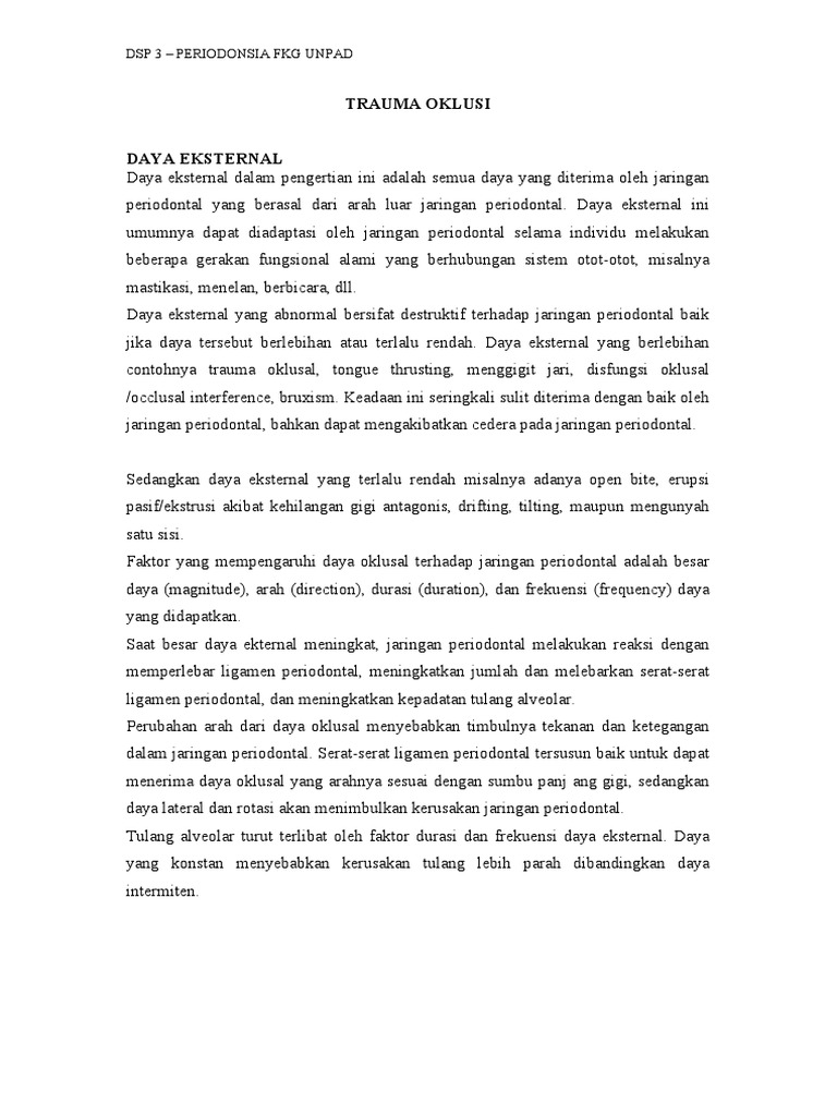 Trauma Oklusi | PDF