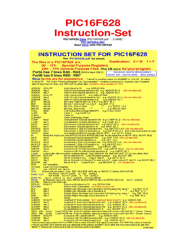 PIC Instruction Sets | PDF | Pic Microcontroller | Input/Output