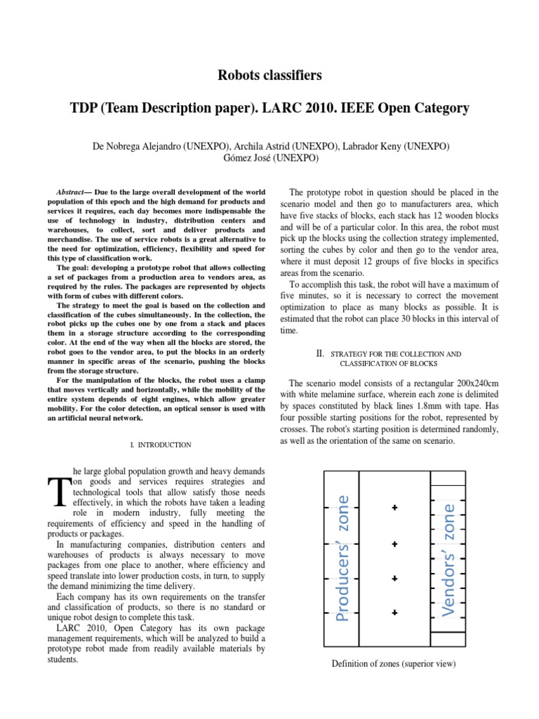 Robots Classifiers TDP (Team Description Paper) - LARC 2010. IEEE Open ...