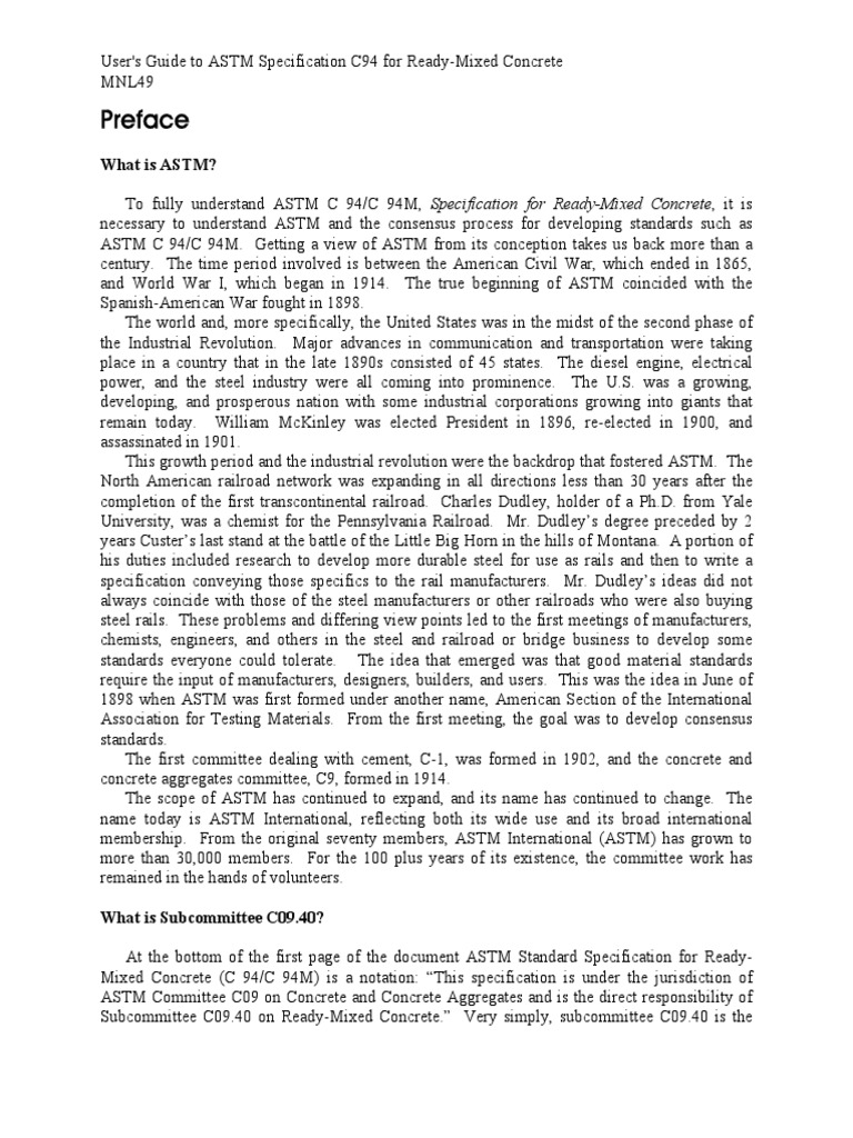 ASTM C94 | Specification (Technical Standard) | Committee