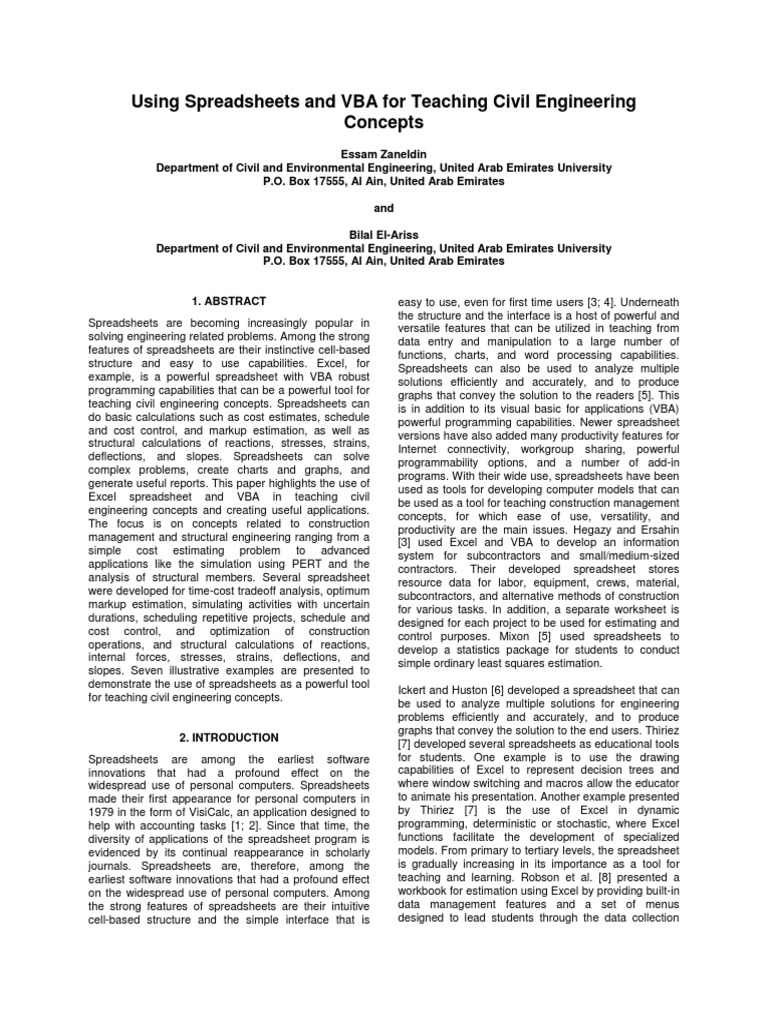 Excel For Civil Engineering | PDF | Bending | Microsoft Excel