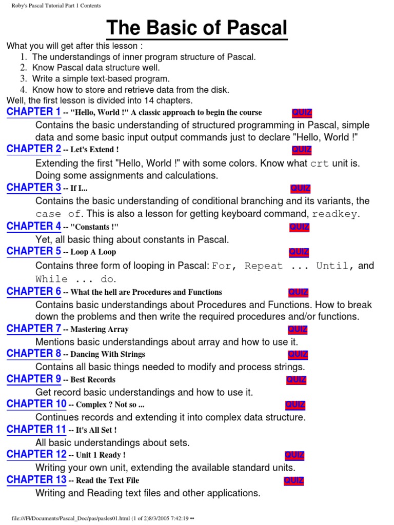 Pascal Tutorial Pdf Subroutine Control Flow 8037