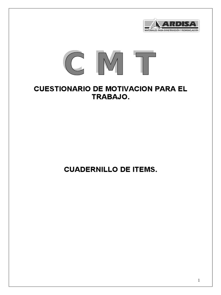 Cuestionario de Motivaci+æn para El Trabajo - CMT | PDF | Cuestionario | Science