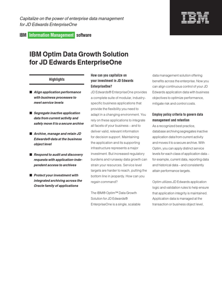 IBM Optim For JDE | PDF | Databases | Oracle Database