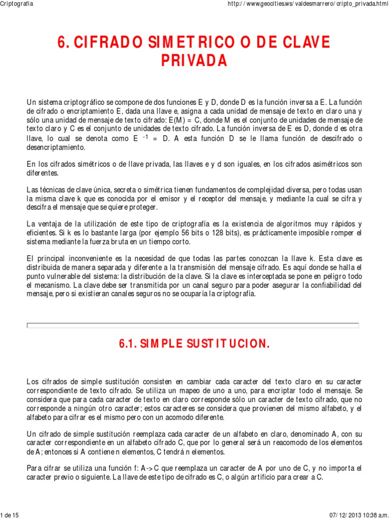 Criptografia | PDF | Clave (criptografía) | Cifrado