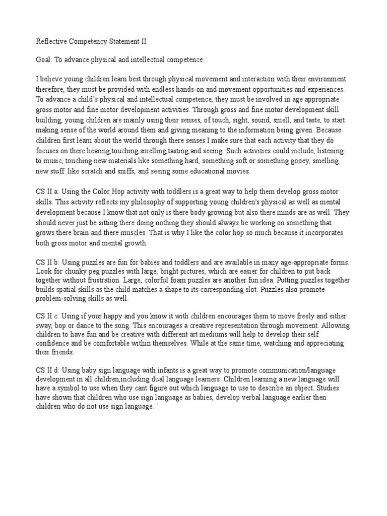 Advancing Physical and Intellectual Competence | PDF | Senses ...