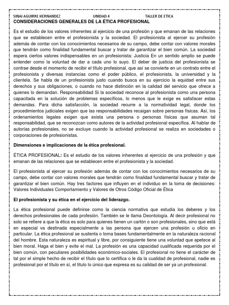 Consideraciones Generales de La Ética Profesional | PDF | Moralidad | Comportamiento