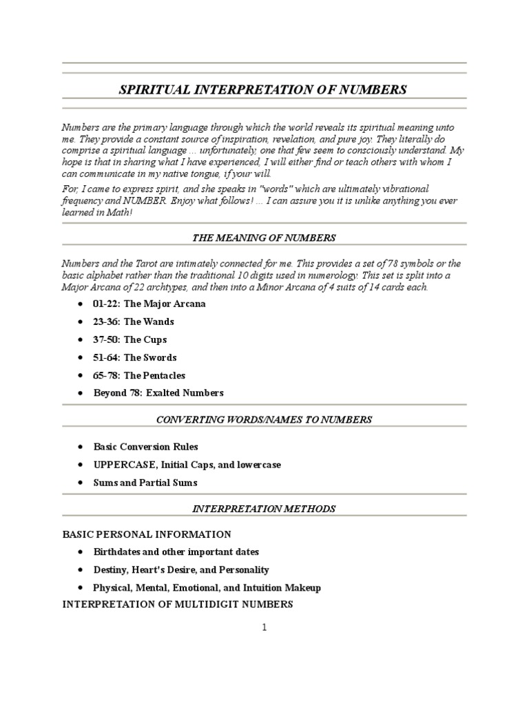 Spiritual Interpretation of Numbers - How To | PDF | Major Arcana
