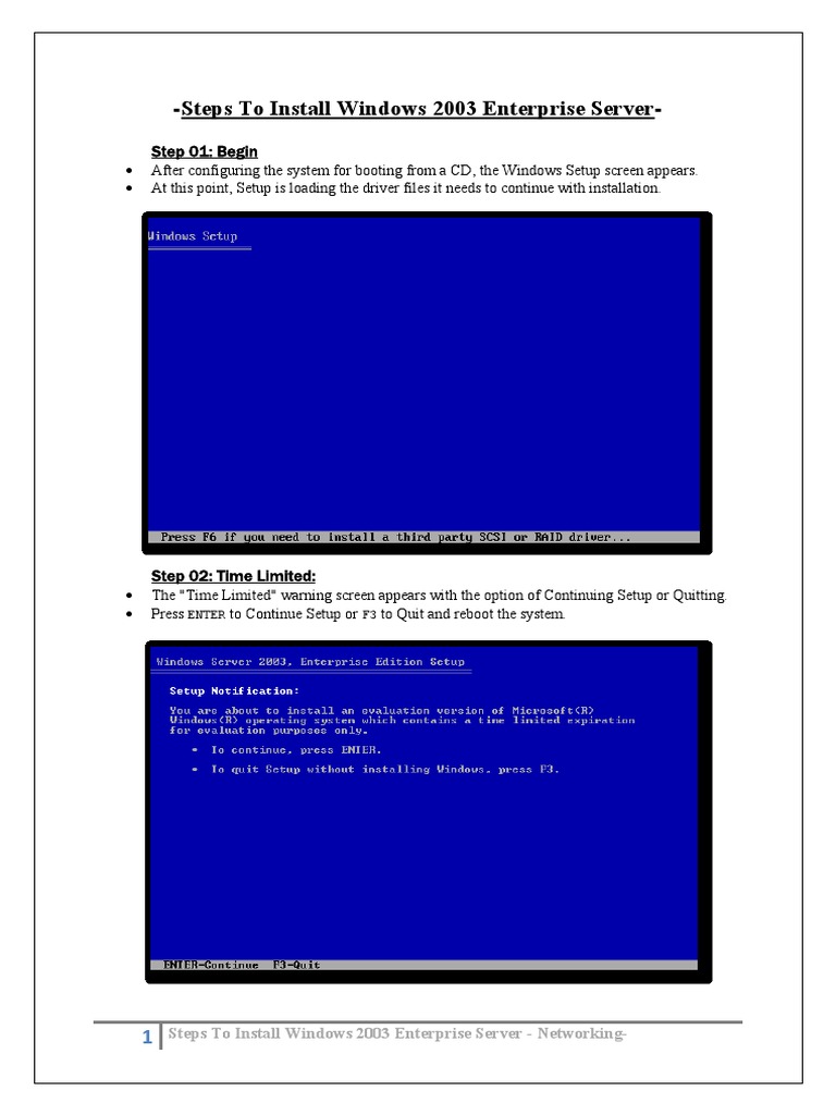 Install Windows 2003 Server Guide | PDF | Windows Server 2003 | Ip Address