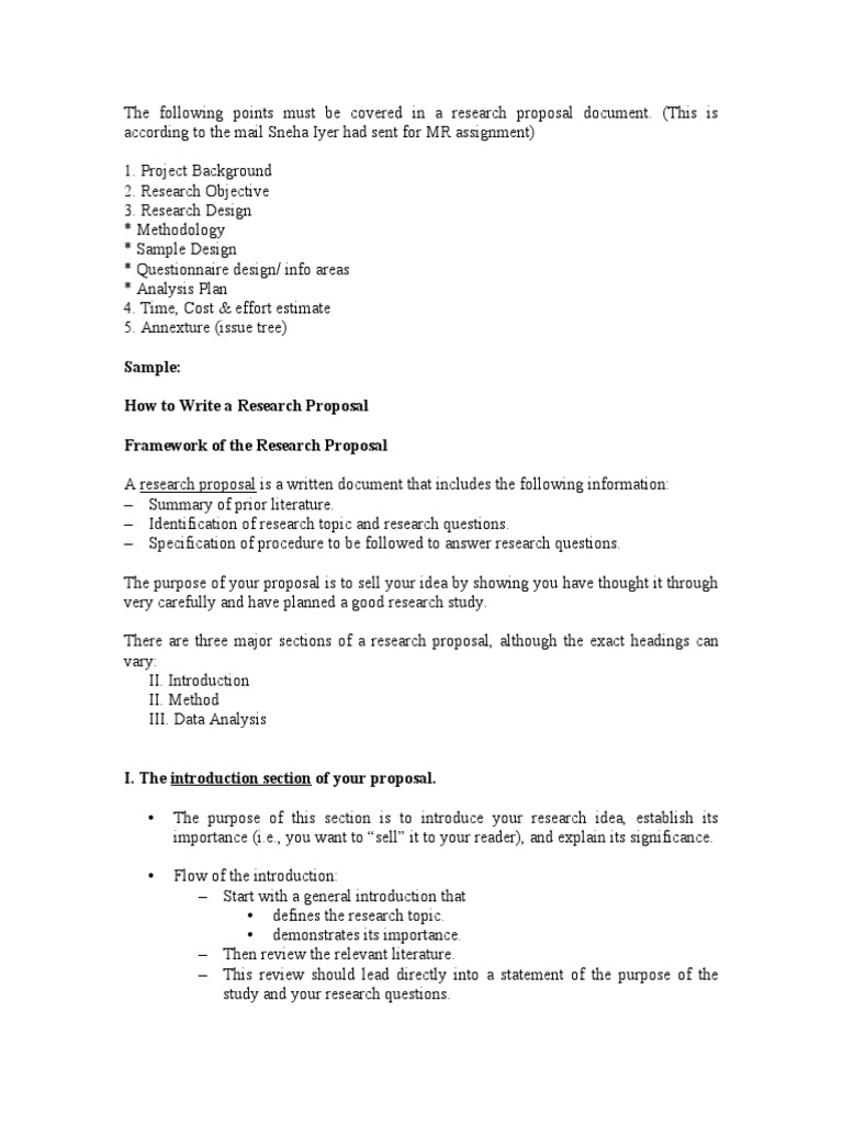 Sample: How To Write A Research Proposal Framework of The Research ...