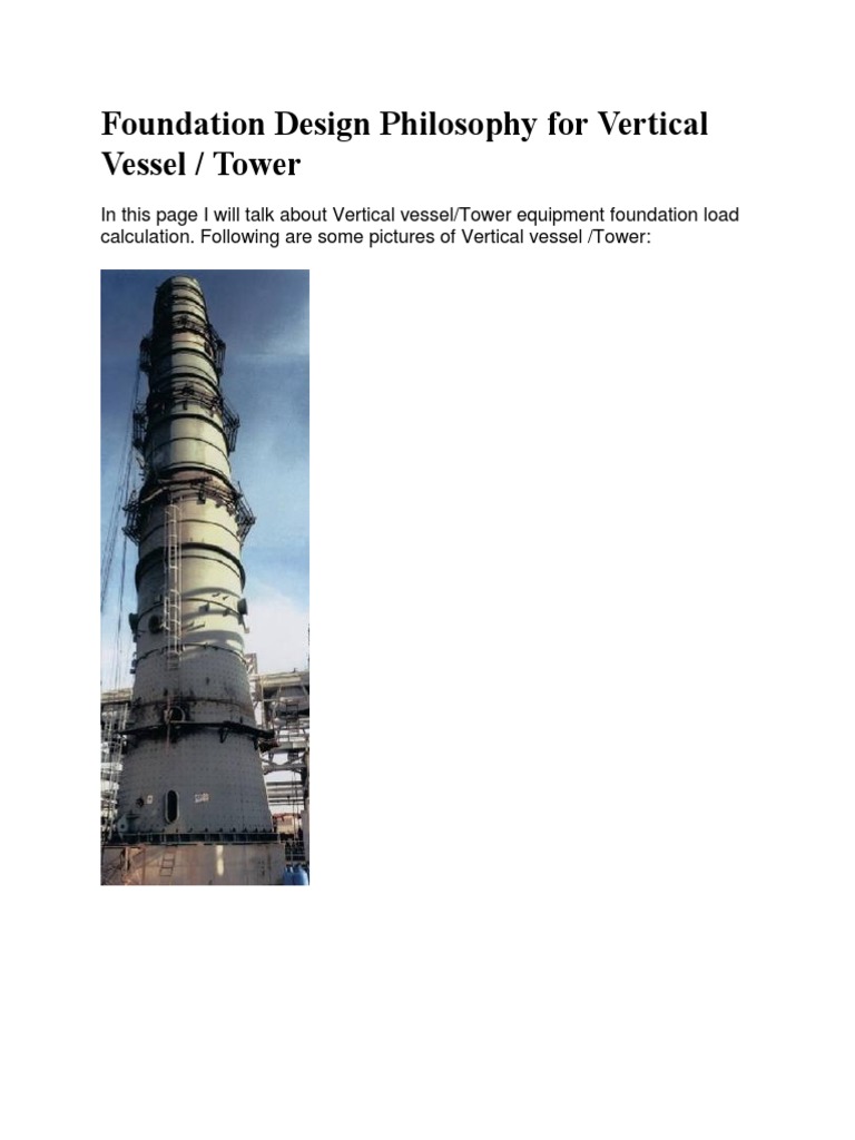 Foundation Design Philosophy For Vertical Vessel | PDF | Anchor | Screw