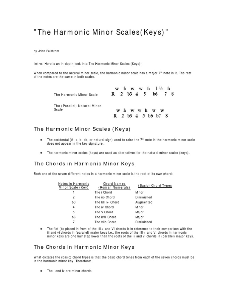 Harmonic Minor Scale | PDF | Chord (Music) | Minor Scale