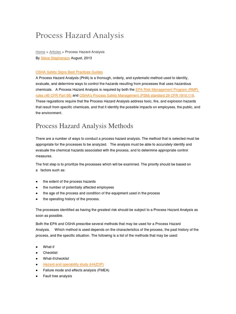 Process Hazard Analysis | PDF | Safety | Business