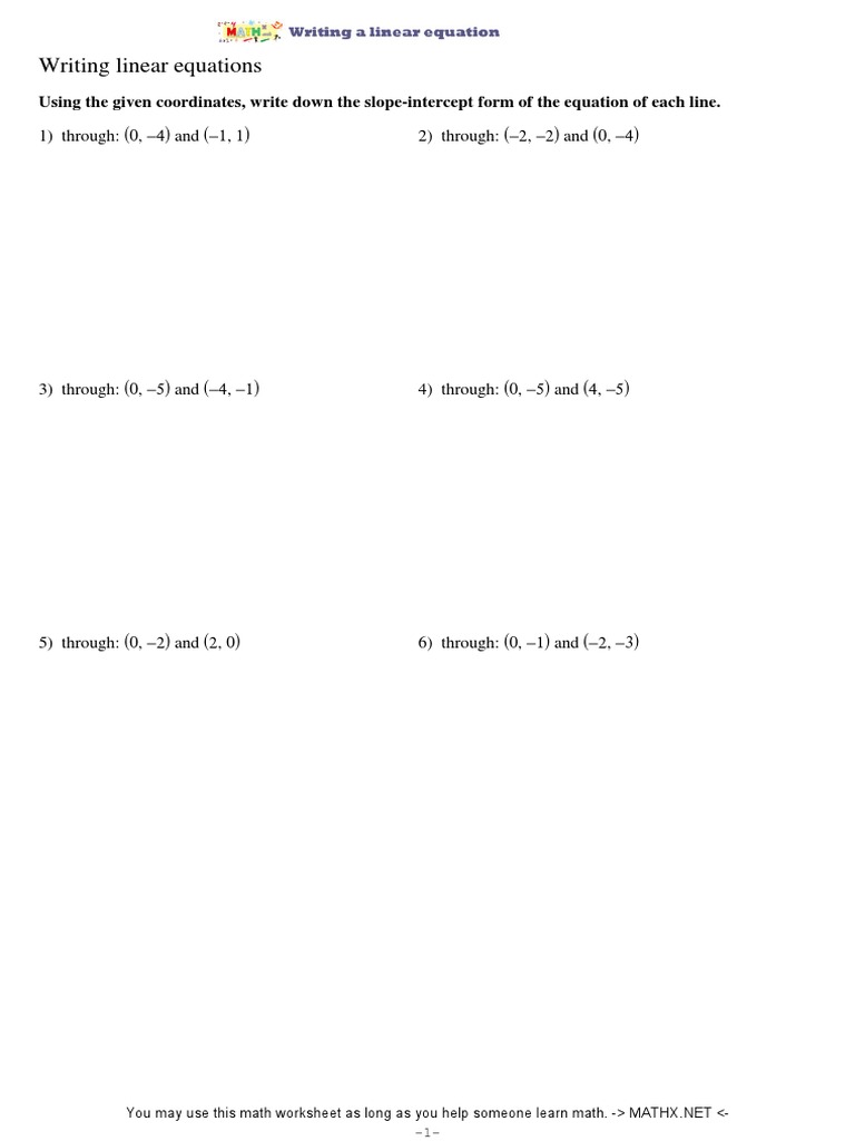 Writing Linear Equations-Very Hard | PDF | Equations | Mathematical Objects