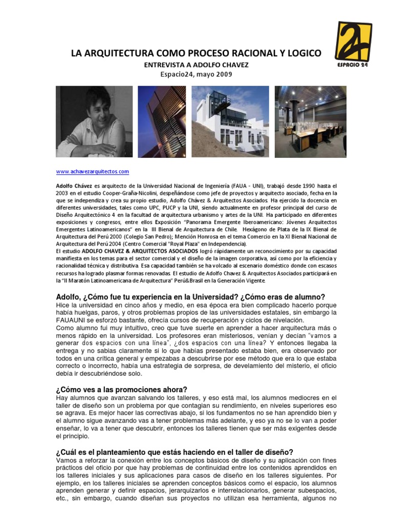 Entrevista (Adolfo Chavez) | PDF | Arquitecto | Diseño