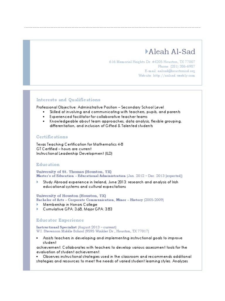 Professional Resume | PDF | Teachers | Education Theory