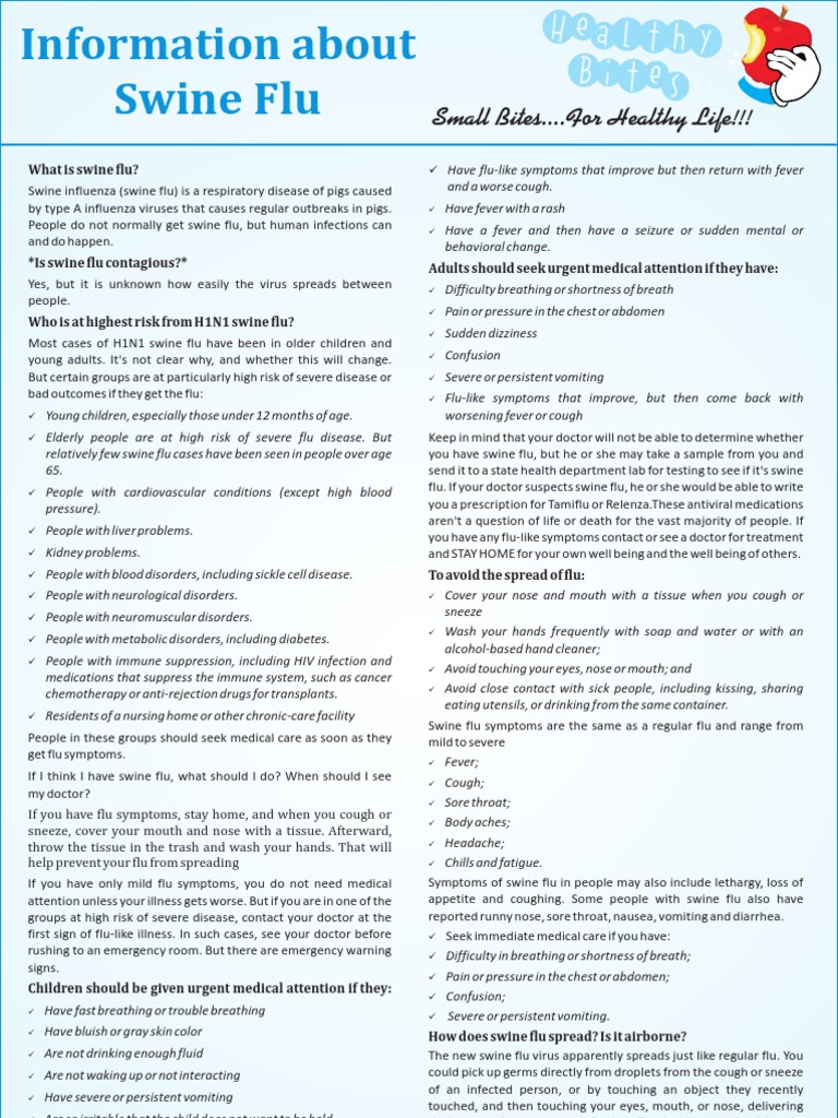 Swine Flu Information Pdf Swine Influenza Influenza