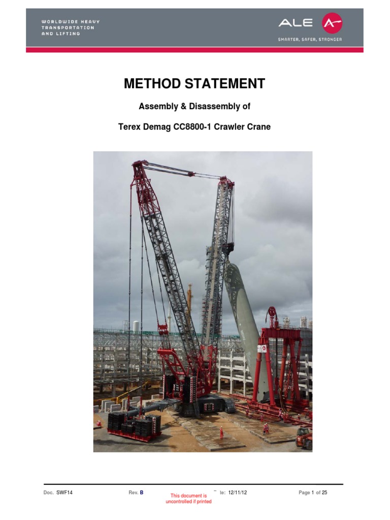 Method Statement: Assembly & Disassembly of Terex Demag CC8800-1 Crawler Crane | Download Free ...