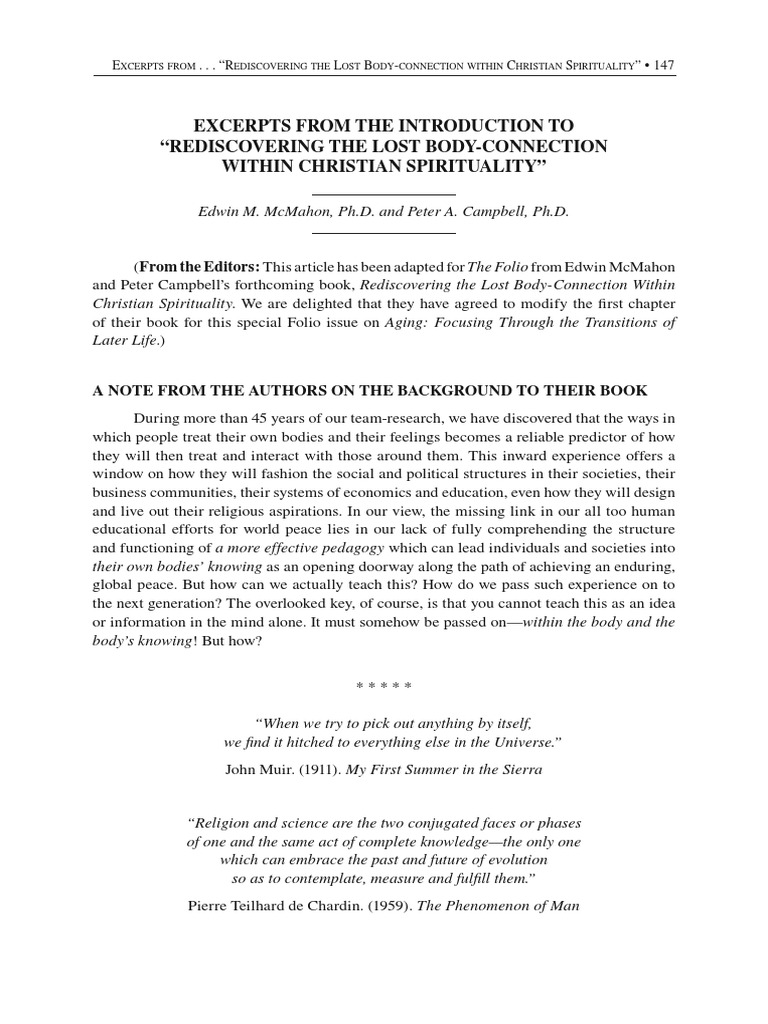 Rediscovering the Lost Body-Connection Within Christian Spirituality ...