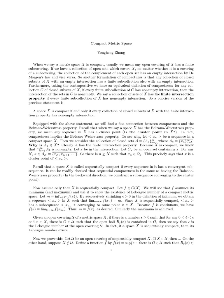 Compactness | PDF | Compact Space | Metric Space