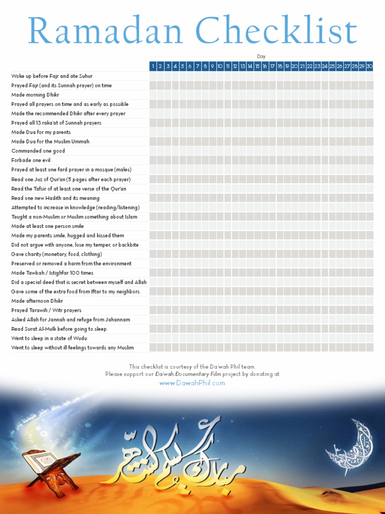 Ramadan Checklist | PDF