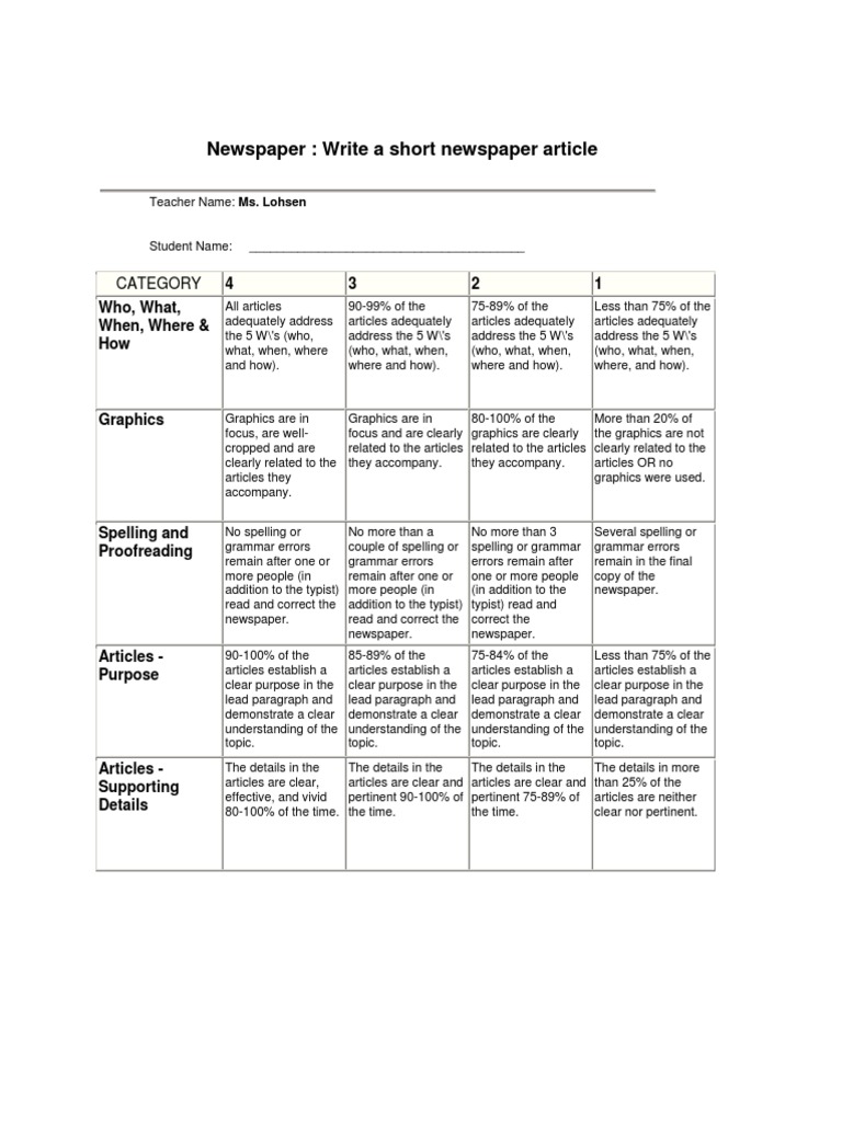 Newspaper Article Writing Guide | PDF