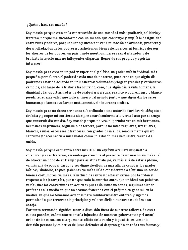 Qué Me Hace Ser Masón | PDF | Masonería | Pobreza