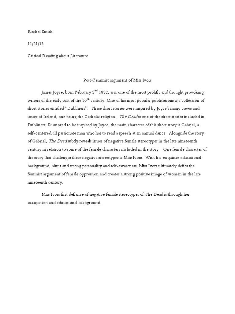 Post-Feminist Analysis of Miss Ivors | PDF