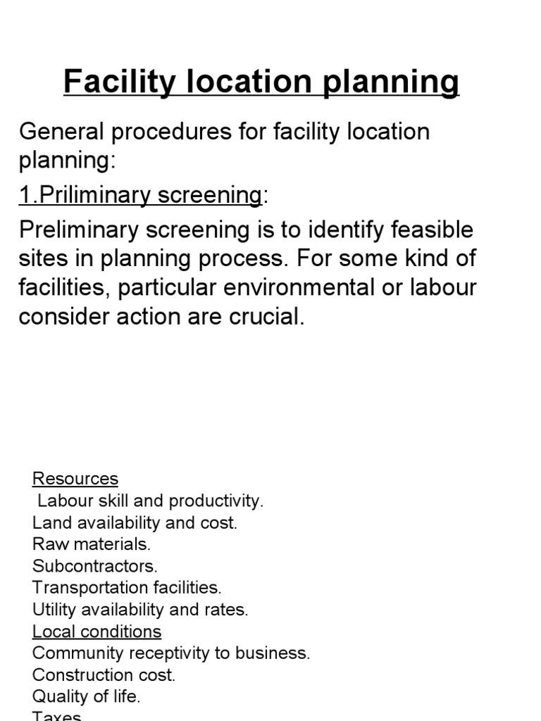 Facility Location Planning | PDF | Business Economics | Economies