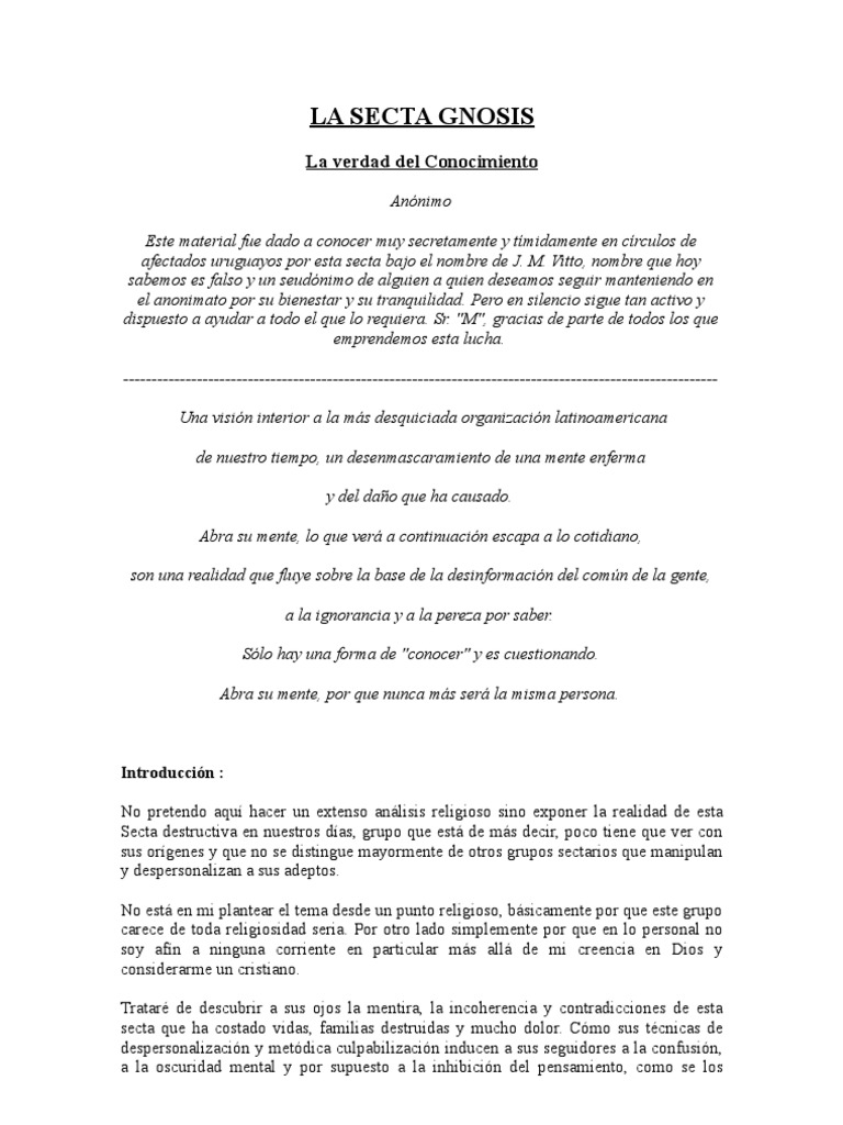 La Secta Gnosis | PDF | Reencarnación | Secta