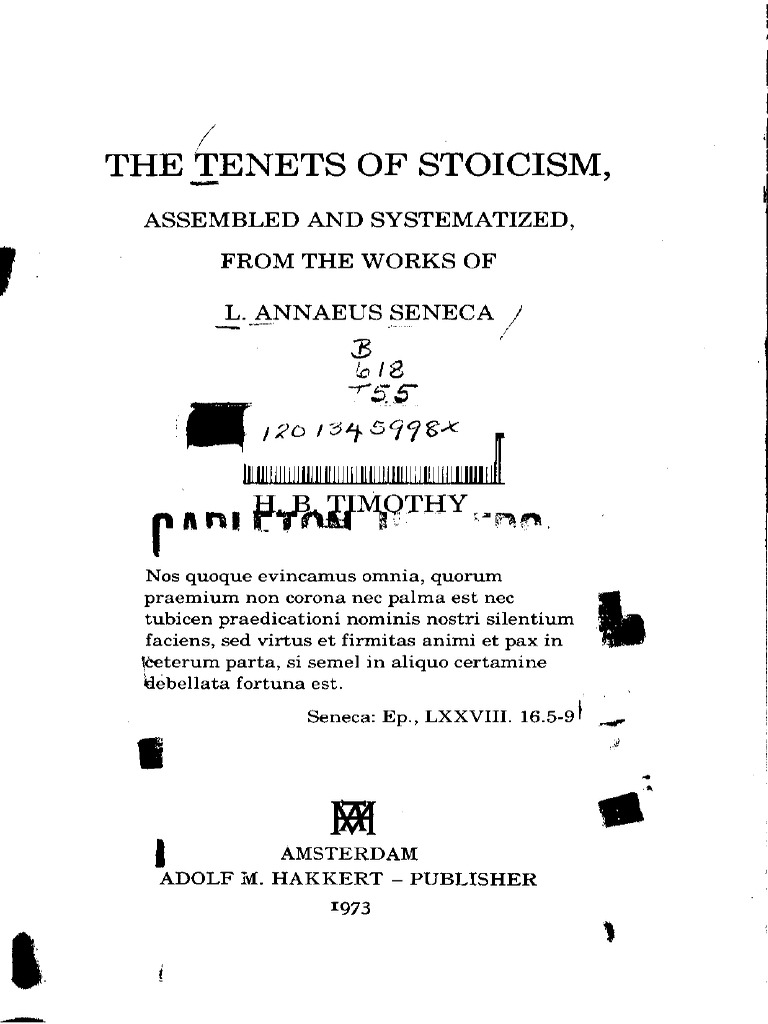 Tenets of Stoicism - Timothy | PDF | Stoicism | Seneca The Younger
