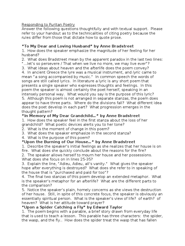 Analyzing Puritan Poetry Themes | PDF | Lyric Poetry | Poetry