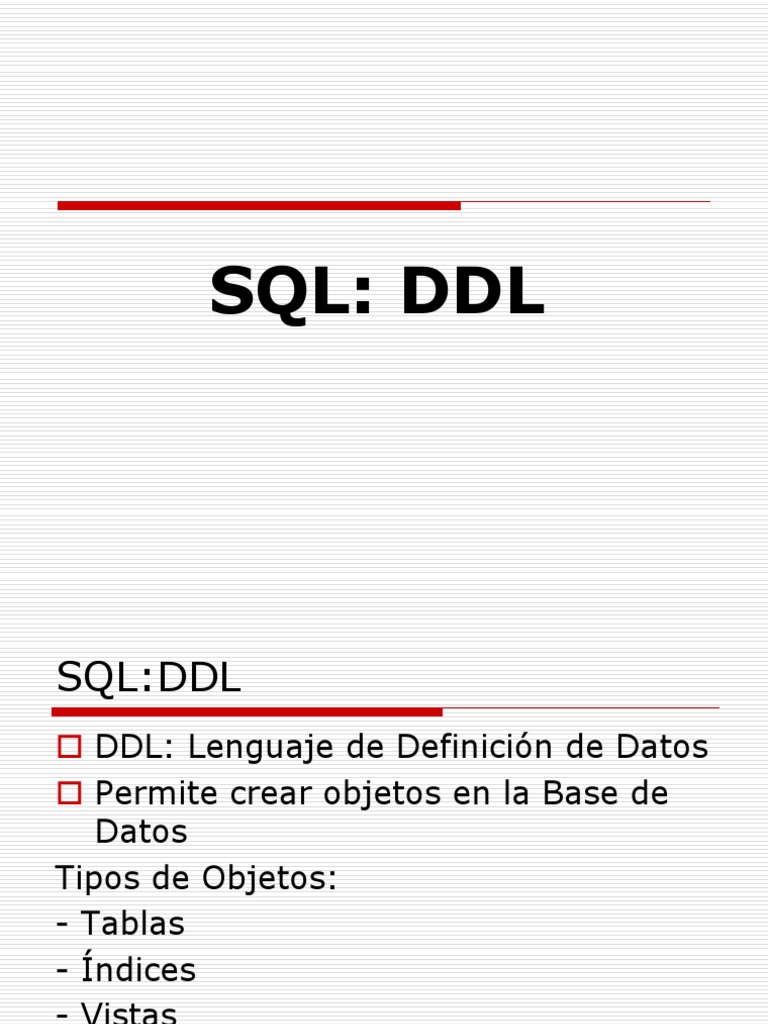 SQL DDL | PDF | SQL | Gestión de datos