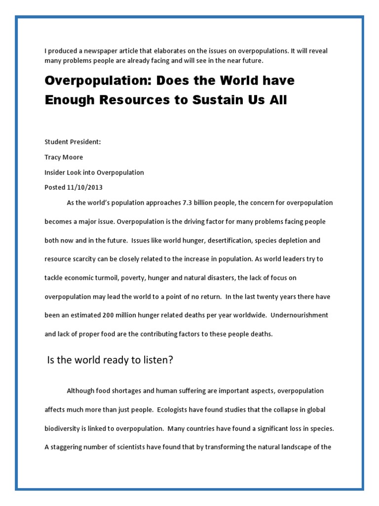 Overpopulation: A Global Crisis Ahead | PDF | Human Overpopulation ...