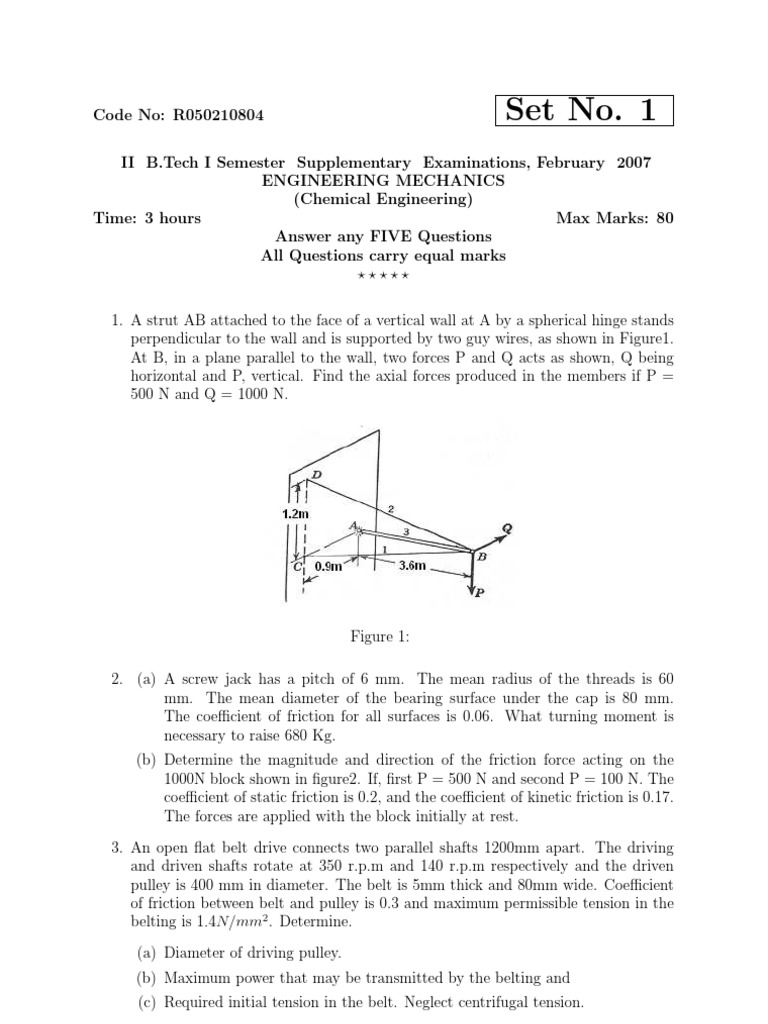 r050210804 Engineering Mechanics | PDF | Belt (Mechanical) | Rotation ...