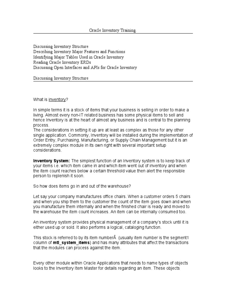 Inventory System: The Simplest Function of An Inventory System Is To Keep Track of | PDF ...