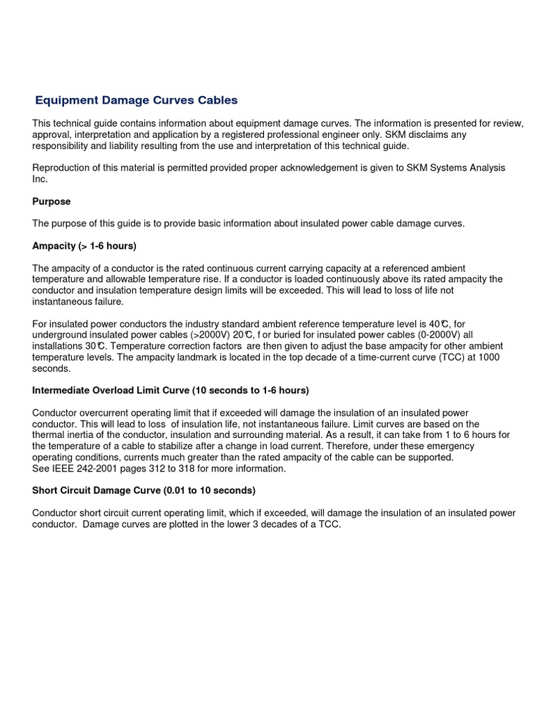 Equipment Damage Curves Cables | PDF | Electrical Conductor | Insulator ...