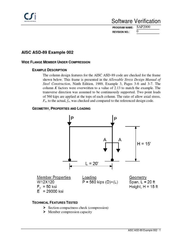 Aisc Asd-89 Example 002 | PDF | Strength Of Materials | Buckling