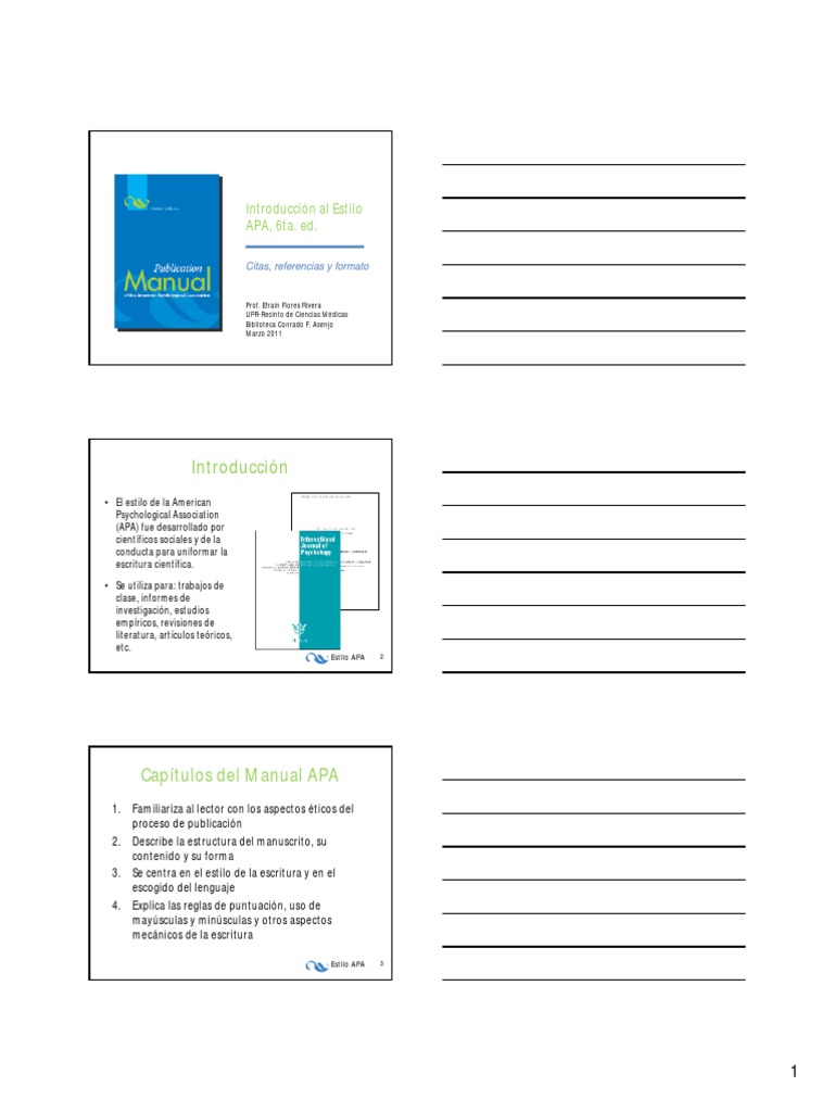 Introduccion APA 6ta Cita Referencia y Formato Integrado Taller UPR RRP ...