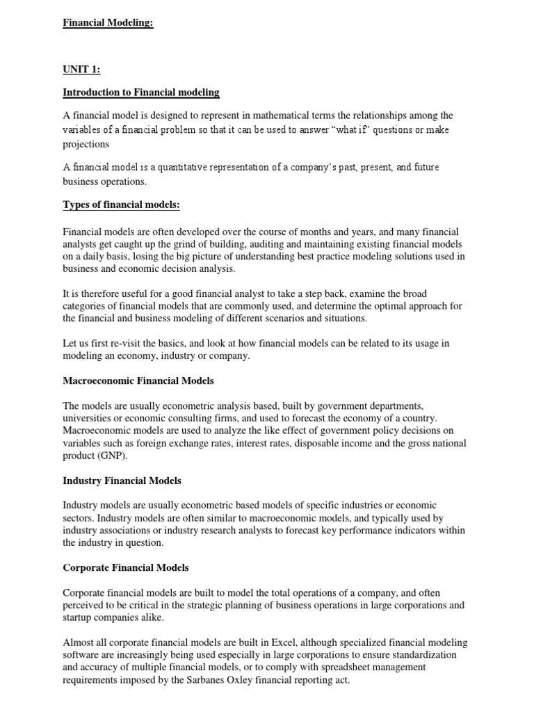 Financial Modeling Chapter - 1 | PDF | Net Present Value | Business Model