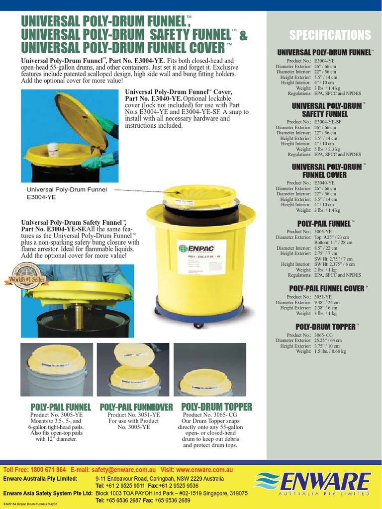 Enware Universal Poly-Drum Funnels | PDF | Tools | Equipment