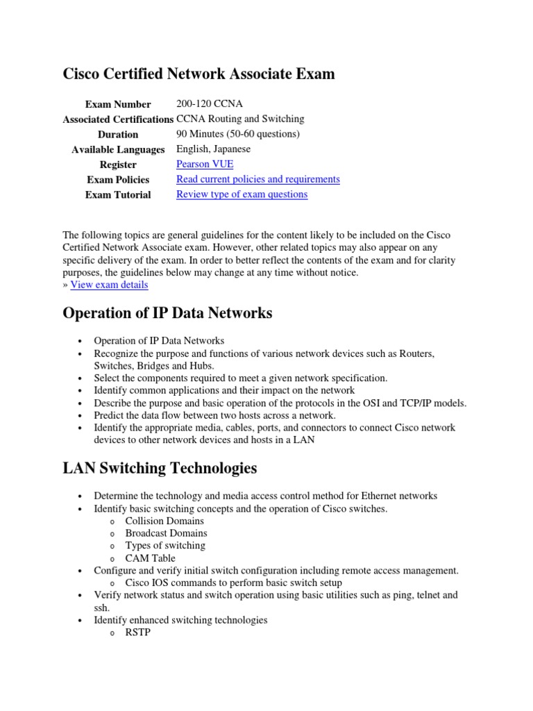 Cisco Certified Network Associate Exam_syllabus | Network Switch ...