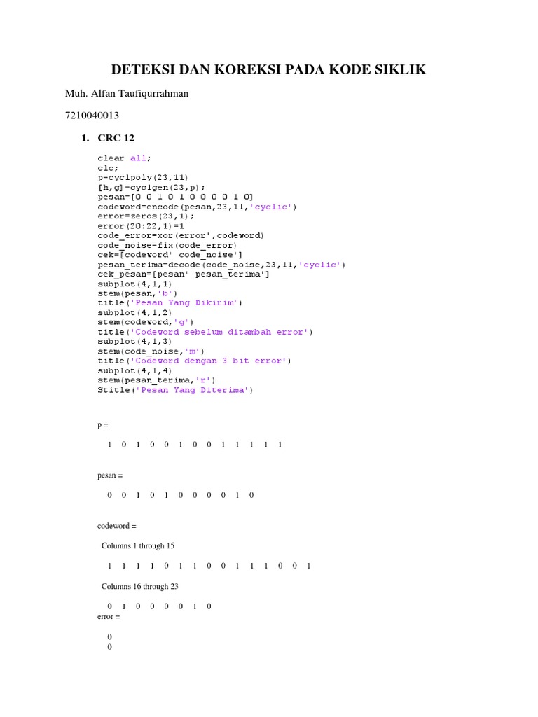 Deteksi Koreksi Kode Siklik | PDF | Teaching Methods & Materials | Computers