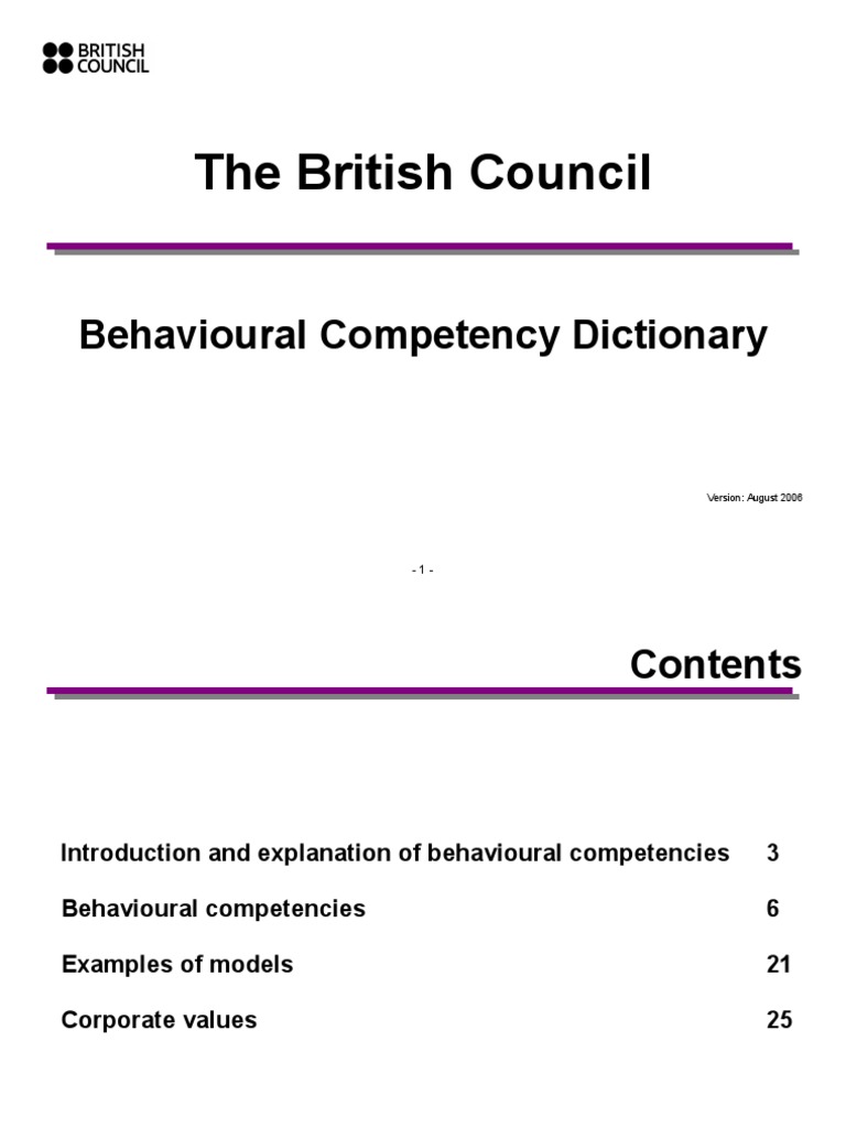 Behavioural Competency Dictionary | PDF | Competence (Human Resources ...