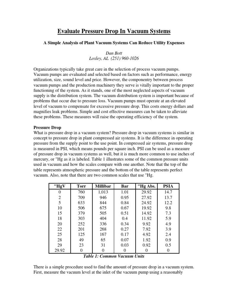 Analyzing Pressure Drop in Vacuum Systems | PDF | Home & Garden ...